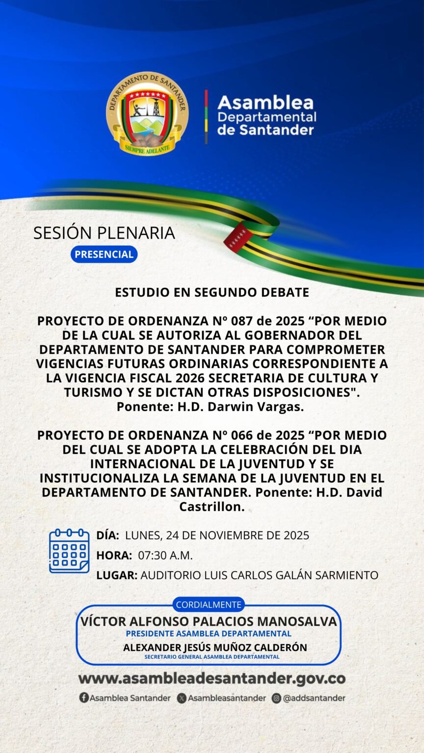 Sesión Plenaria, 24 de noviembre de 2025 – Asamblea Departamental de ...